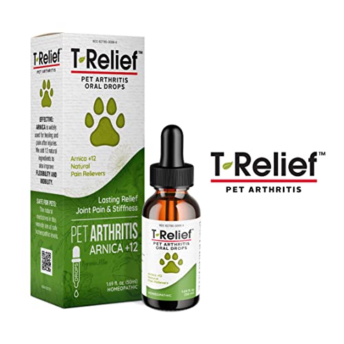 MediNatura T-Relief Pet Arthritis Pain Relief Arnica +12 Powerful Natural Medicines Help Reduce Hip & Joint Pain, Soreness & Stiffness - Fast-Acting Soother for Dog & Cat - 1.69 oz