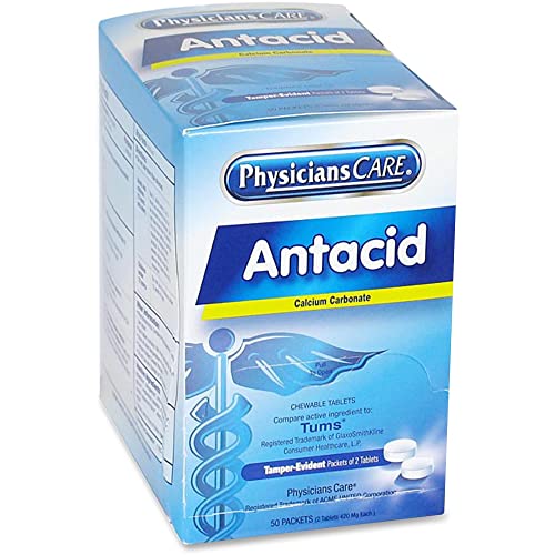 PhysiciansCare Antacid Heartburn Medication (Compare to Tums), 50 Doses of Two Tablets, 420 mg