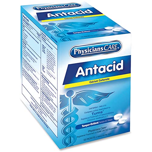 PhysiciansCare Antacid Heartburn Medication (Compare to Tums), 50 Doses of Two Tablets, 420 mg