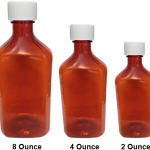 Plastic Amber Liquid Medicine Bottles with Child Resistant Caps 4 oz Pack of 5 Oval Pharmaceutical Prescription Dispensing Bottle with Safety lids - Light-sensitive Pharmacy Container (4oz. 5 Pack)