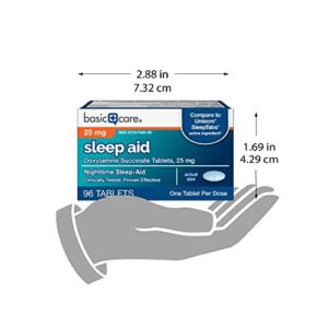 Amazon Basic Care Sleep Aid Tablets, Doxylamine Succinate Tablets, 25 mg, Nighttime Sleep Aid to Help You Fall Asleep, White, 96 Count