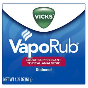 vicks vaporub cough suppressant chest and throat topical analgesic ointment, 1.76 ounce