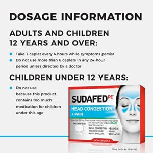 Sudafed PE Non-Drowsy Head Congestion + Pain Relief Caplets with Ibuprofen 200 mg & Phenylephrine HCl 10 mg, Nasal Decongestant & NSAID Pain Reliever & Fever Reducer, 20 ct