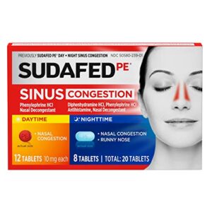 sudafed pe day and night sinus pressure & congestion tablets, 20 count