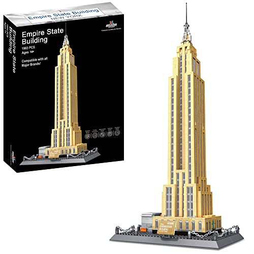 Apostrophe Games Empire State Building Block Set (1,993 Pieces) New York's Empire State Building Famous Landmark Series - Architecture Model for Kids and Adults