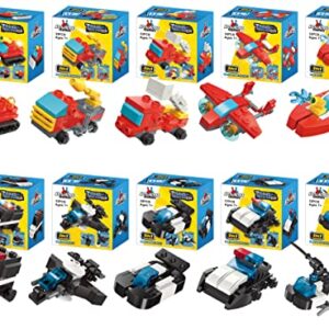 Apostrophe Games 10 SWAT and Fire Fighter Building Block Sets (312 Pieces Total) Ten Individually Boxed Toys for Party Favors, Goodie Bags, Stocking Stuffers