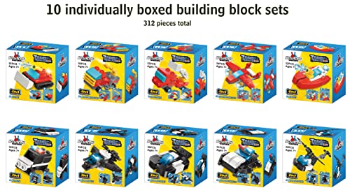 Apostrophe Games 10 SWAT and Fire Fighter Building Block Sets (312 Pieces Total) Ten Individually Boxed Toys for Party Favors, Goodie Bags, Stocking Stuffers