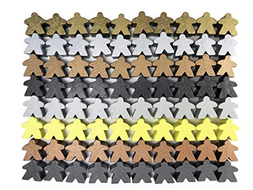 Apostrophe Games Multi-Color Wooden Board Game Accessories - Board Game Tokens, Player Pieces, Creative Projects (80 Metallic Meeples)