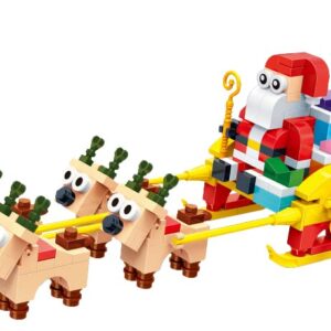 Apostrophe Games Santa's Sleigh Building Block Set - 258 Pieces - Santa Claus Christmas Sleigh with Reindeer - Perfect Stocking Stuffer