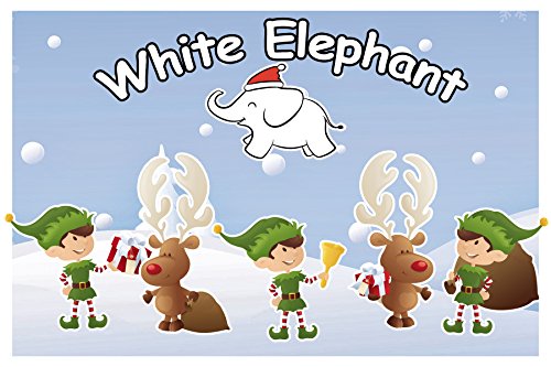 Apostrophe Games White Elephant Card Set, 50 Christmas Themed Cards and Carrying Pouch, White Elephant Exchange Card Set