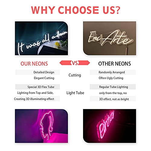 SELICOR Personalized Neon Signs Led Neon Signs Light for Bedroom Wedding Birthday Party Home Décor Custom Neon Sign Bar Store Logo Neon Sign (1 Line Text, Max 48")