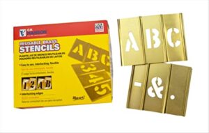 stencil-6″ brass letter set(1) a-z, (1) ampersand, blanks, (1) comma, (1) dash, (1) period 6