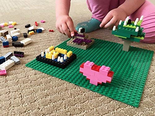 Apostrophe Games Building Blocks Base Plates Compatible with All Major Brands – 2 Pack, 10 x 10 Inches Baseplate for Building Bricks – Durable and Sturdy Baseplates (2X Green)