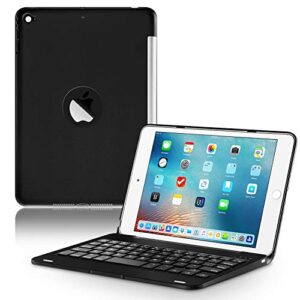 onhi wireless keyboard case for ipad mini 5 / mini 4 keyboard case plastic alloy shell smart folio case auto sleep/wake, silent typing (mini 4/5 black)