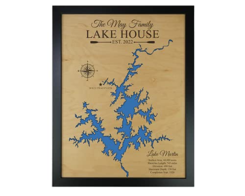 Personalized House Decor Wood Lake Map of Any Lake - Customized Handmade Gifts for Lake House Wall Decor