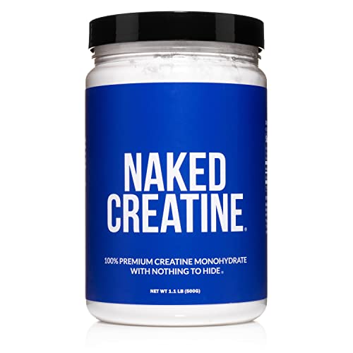 Pure Creatine Monohydrate – 100 Servings - 500 Grams, 1.1lb Bulk, Vegan, Non-GMO, Gluten Free, Soy Free. Aid Strength Gains, No Artificial Ingredients - Naked CREATINE