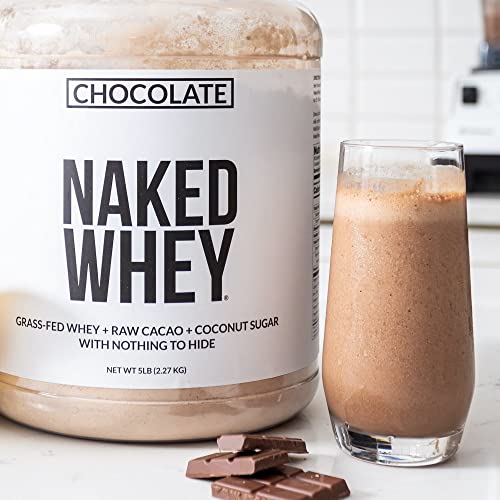 NAKED nutrition Whey Protein Supplement Powder, Chocolate, GMO Free, Soy Free, Gluten Free Aid Muscle Growth and Recovery 60 Servings, 5 Ib