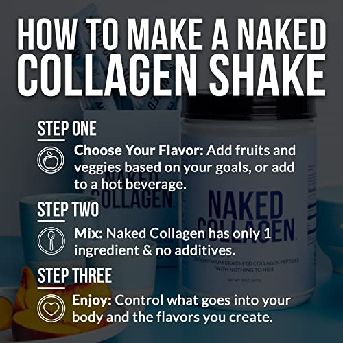 Naked Collagen - Collagen Peptides Protein Powder, 60 Servings Pasture-Raised, Grass-Fed Hydrolyzed Collagen Supplement | Paleo Friendly, Non-GMO, Keto, Gluten Free | Unflavored 20oz