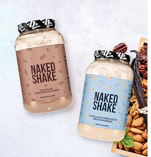 Naked Shake - Chocolate Protein Powder - Plant Based Protein Shake from US & Canadian Farms with MCT Oil, Gluten-Free, Soy-Free, No GMOs or Artificial Sweeteners - 30 Servings