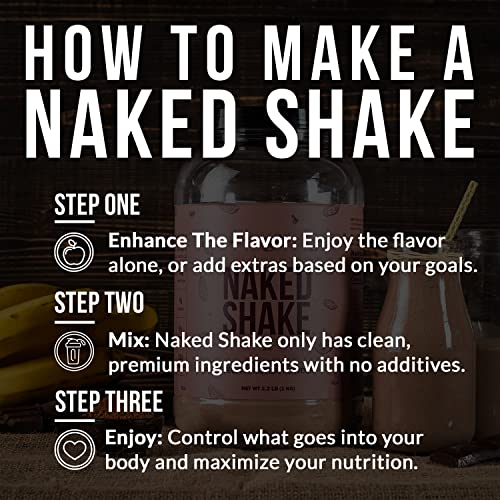 Naked Shake - Chocolate Protein Powder - Plant Based Protein Shake from US & Canadian Farms with MCT Oil, Gluten-Free, Soy-Free, No GMOs or Artificial Sweeteners - 30 Servings