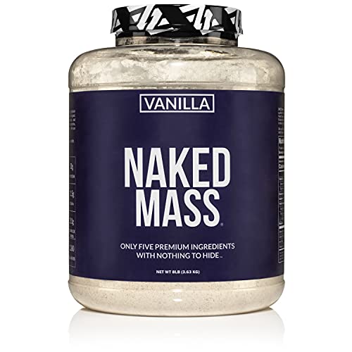 Vanilla Naked Mass - All Natural Weight Gainer Protein Powder - 8lb Bulk, GMO Free, Gluten Free & Soy Free. No Artificial Ingredients - 1,260 Calories - 11 Servings