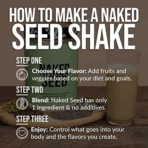 Naked Seed – 4 Seed Protein Powder, Only 4 Ingredients - Chia, Watermelon, Sunflower and Pumpkin Seed Protein – Gluten-Free, Soy Free, Vegan, No GMOs, No Artificial Sweeteners – 15 Servings