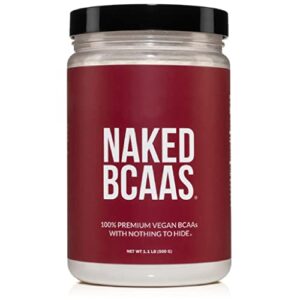 naked bcaas amino acids powder, only 1 ingredient, 100% pure 2:1:1 formula, vegan unflavored branched chain amino acids, instantized all natural bcaa powder supplement – 500 grams, 100 servings