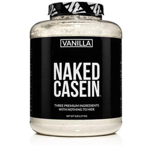 naked casein – vanilla micellar casein protein from us farms – 5 pound bulk, gmo-free, gluten-free, soy-free, preservative-free – stimulate muscle growth – enhance recovery – 61 servings