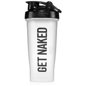 get naked naked nutrition shaker bottle with blender ball – 28oz (clear)