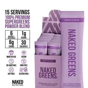 NAKED nutrition Mixed Berry Super Greens Powder Supplement Organic Greens Stickpacks