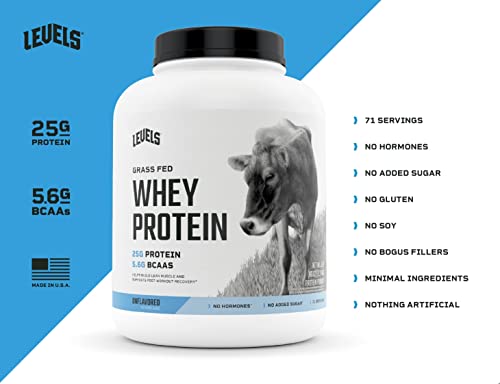 Levels Grass Fed 100% Whey Protein, No Hormones, Unflavored, 5LB