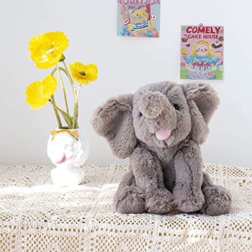 Hopearl Adorable Plush Calf Elephant Toy Floppy Elephish Ultra Soft Stuffed Animal for Boys Girls Kids Toddlers, Gray, 9''