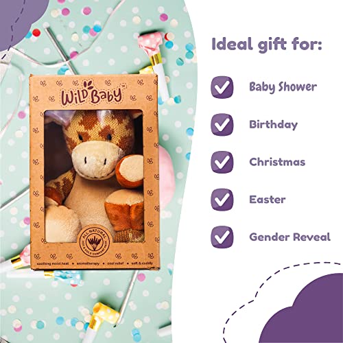 WILD BABY Giraffe Stuffed Animal - Heatable Microwavable Plush Pal with Aromatherapy Lavender Scent for Babies and Kids - Stuffed Giraffe Plush 12"