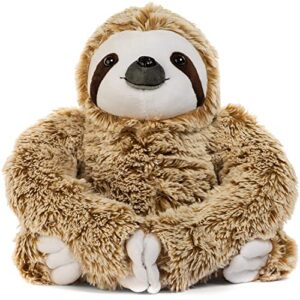 sloth stuffed plush toy animal – realistic, cuddly three toed sloth stuffed animal – huggable, adorable, smooth and silky brown fur – cute funny birthday gifts for girlfriend stuffed animal