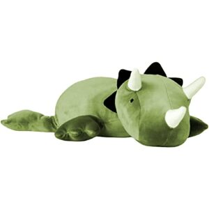 plupiapio 2lbs cute soft dinosaur weighted stuffed animals, 14 inch green dino stuffed plush animal throw pillows, kawaii plushies hugging toy gifts for kids