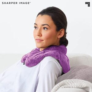 SHARPER IMAGE Warm & Cooling Herbal Aromatherapy Neck & Shoulder Plush Wrap Pad for Soothing Muscle Pain and Tension Relief Therapy, 100% Natural Lavender & Herb Spa Blend, Holiday Gift