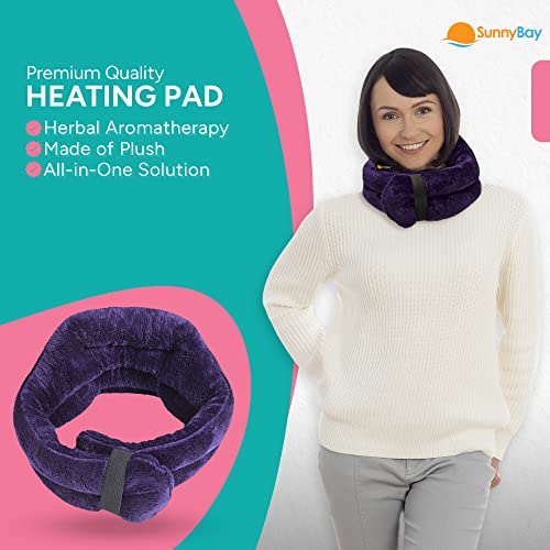 SunnyBay Microwave Heating Pad, Microwavable Heated Neck and Shoulder Wrap with Wide Neck Coverage, Hands-Free Moist Aromatherapy Hot or Cold Pack with Lavender, FSA HSA Approved, 26x5 Inches, Purple