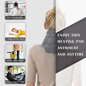 UNCN Neck Heating Pad with Washable Cover 29*6.6" for Neck Pain Relief and Shoulders Microwavable Wraps Thermacare Heat Pack Moist Warmer Brace Hot Pillow Headache Cordless Portable(Grey)