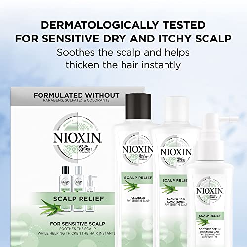 Nioxin Scalp Relief System Kit for Sensitive, Dry & Itchy Scalp, Paraben & Sulfate Free