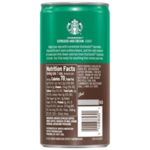 Starbucks Ready to Drink Coffee, Espresso & Cream Light , 6.5oz Cans (12 Pack) (Packaging May Vary)