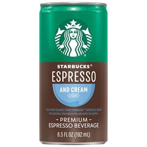 Starbucks Ready to Drink Coffee, Espresso & Cream Light , 6.5oz Cans (12 Pack) (Packaging May Vary)