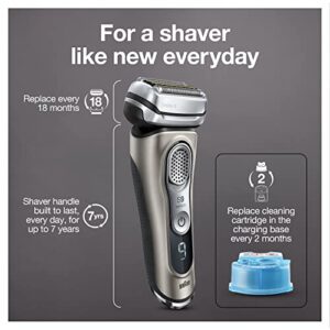 Braun Electric Razor for Men, Waterproof Foil Shaver, Series 9 9385cc, Wet & Dry Shave, With Pop-Up Beard Trimmer for Grooming, Clean & Charge SmartCare Center and Leather Travel Case, Black