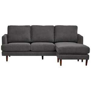 Amazon Brand – Rivet Goodwin Modern Reversible Sectional Sofa Couch, 88.6"W, Charcoal Grey