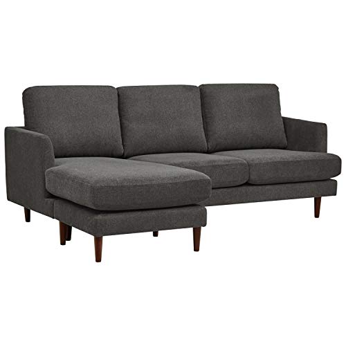 Amazon Brand – Rivet Goodwin Modern Reversible Sectional Sofa Couch, 88.6"W, Charcoal Grey