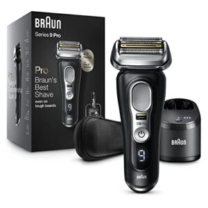 braun electric razor, waterproof foil shaver for men, series 9 pro 9460cc, wet & dry shave, with prolift beard trimmer for grooming, 5-in-1 cleaning & charging smartcare center included, atelier black