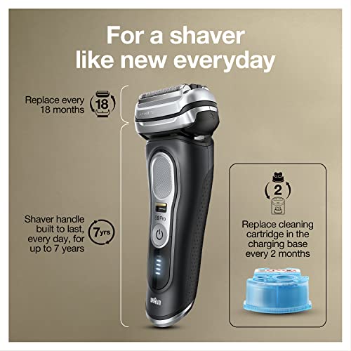 Braun Electric Razor, Waterproof Foil Shaver for Men, Series 9 Pro 9460cc, Wet & Dry Shave, With ProLift Beard Trimmer for Grooming, 5-in-1 Cleaning & Charging SmartCare Center Included, Atelier Black