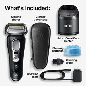 Braun Electric Razor, Waterproof Foil Shaver for Men, Series 9 Pro 9460cc, Wet & Dry Shave, With ProLift Beard Trimmer for Grooming, 5-in-1 Cleaning & Charging SmartCare Center Included, Atelier Black