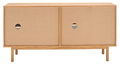 Safavieh Home Collection Piran Oak and Gold 4-Door 2-Shelf Media (65-inch Flat Screen) TV Stand