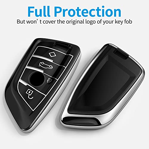 Tukellen for BMW Key Fob Cover,Special Soft TPU Key Case Cover Protector Compatible with BMW 2 5 6 7 Series X1 X2 X3 X5 X6 Remote/Smart Key,Key Shell (Black)