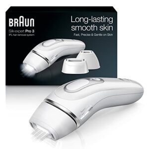 braun ipl long-lasting hair removal system for women and men, new silk expert pro 3 pl3221, head-to-toe usage, for body & face, alternative to salon laser hair removal, with 3 extra caps